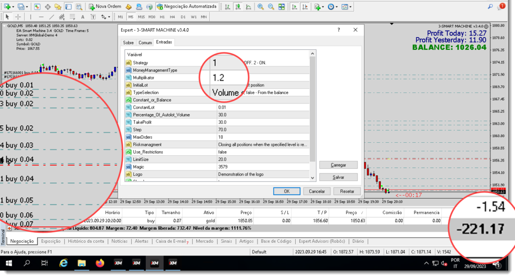 Configurando o multiplicador do robô SM 3.4.0 para 1.6 ou 1.2 | TraderDicas.com